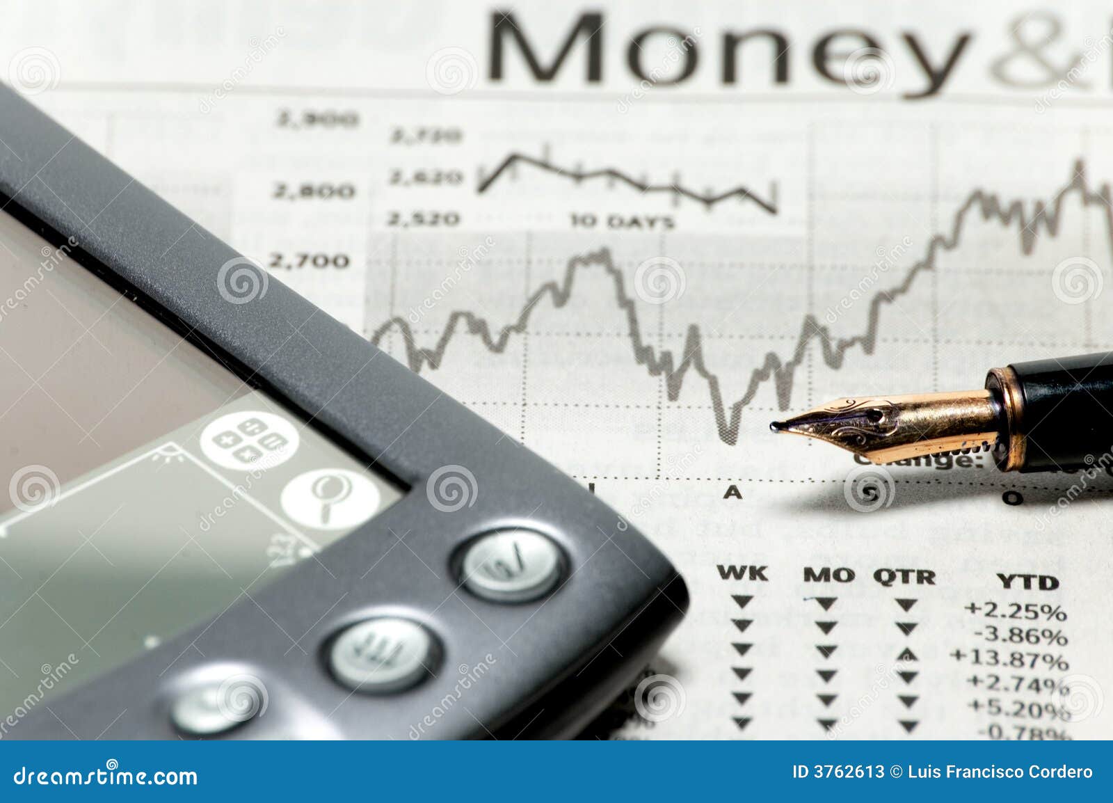 Chart with pda and pen stock image. Image of business - 3762613