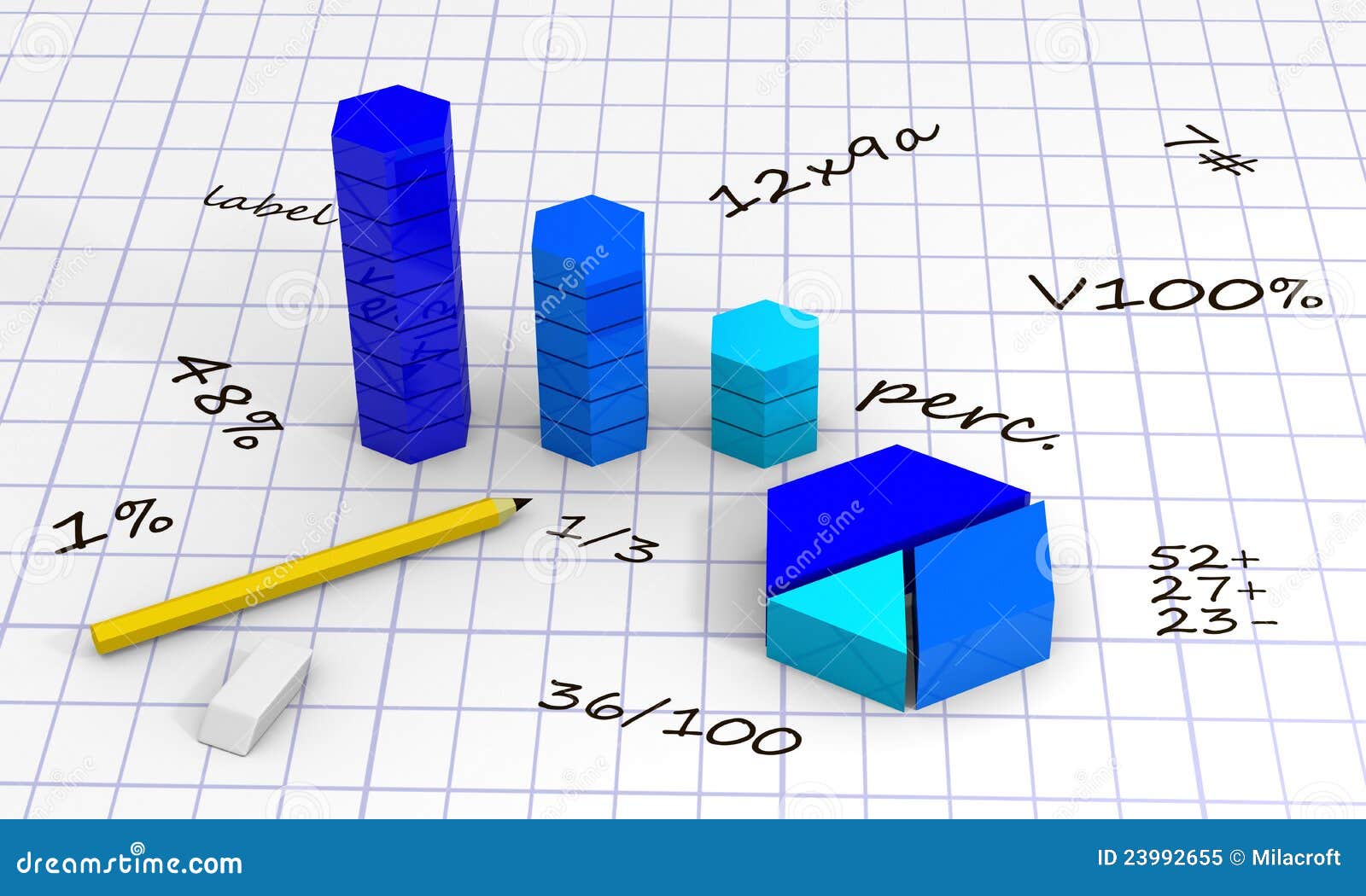 Chart with Pencil and Eraser Stock Illustration - Illustration of ...