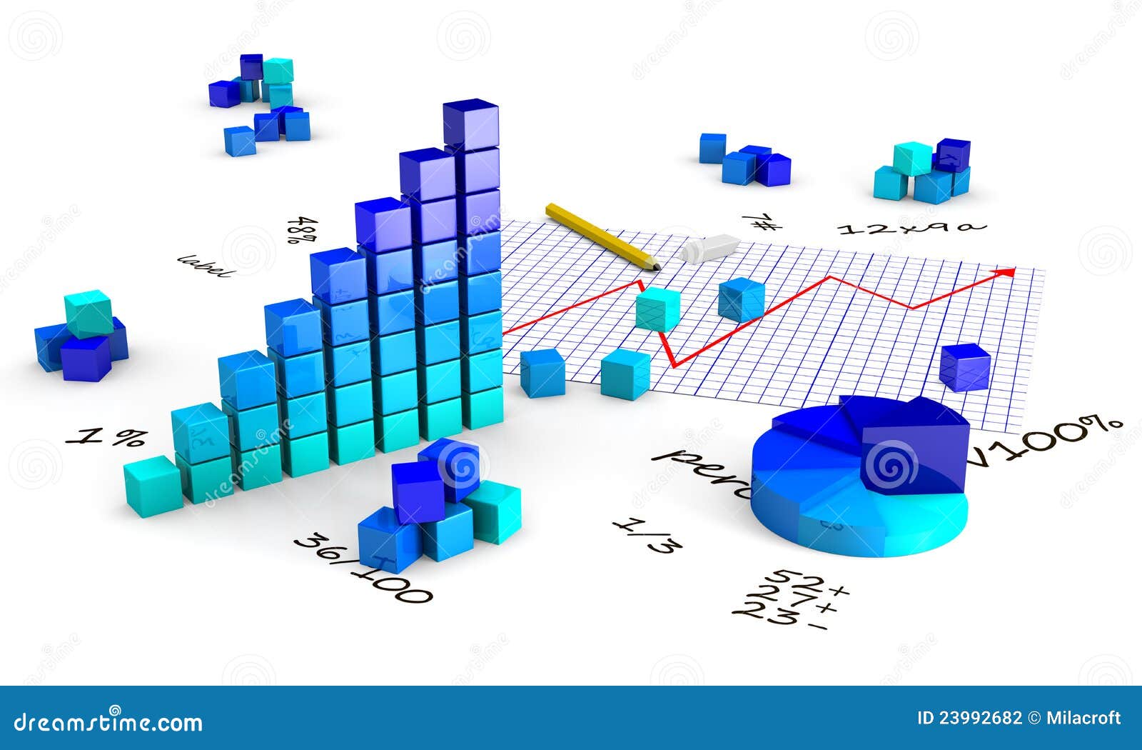 Chart with Pencil and Eraser Stock Illustration - Illustration of data ...