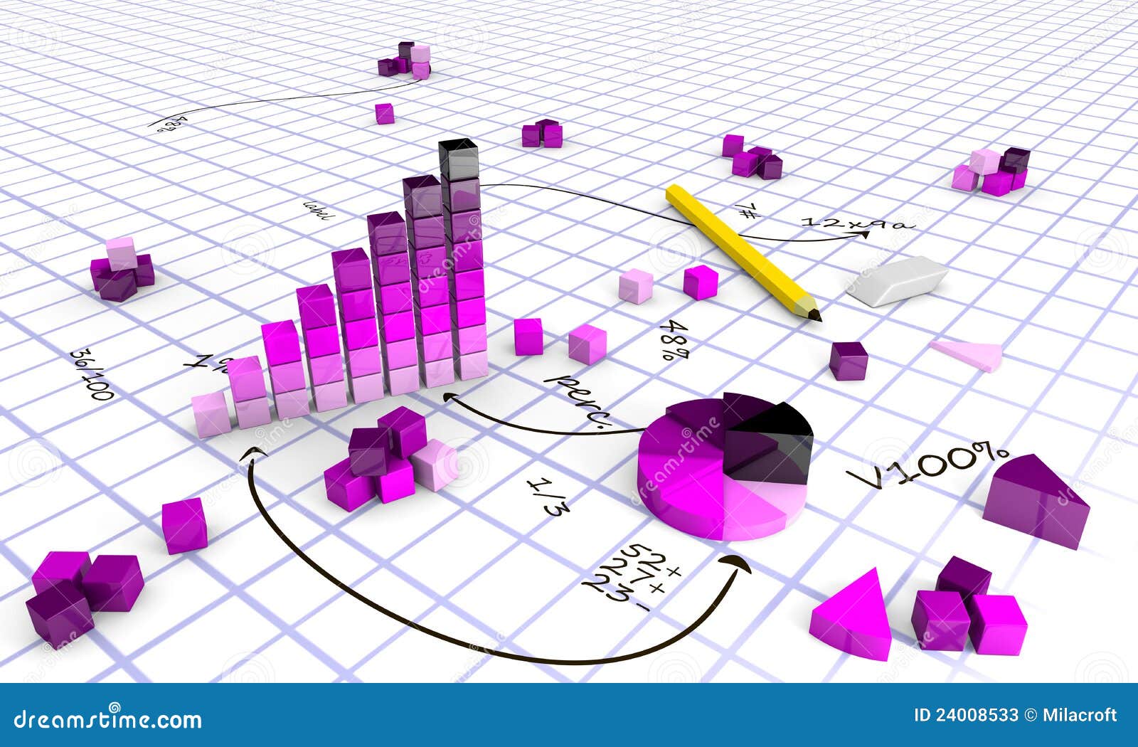 Chart with Pencil and Eraser Stock Illustration - Illustration of ...
