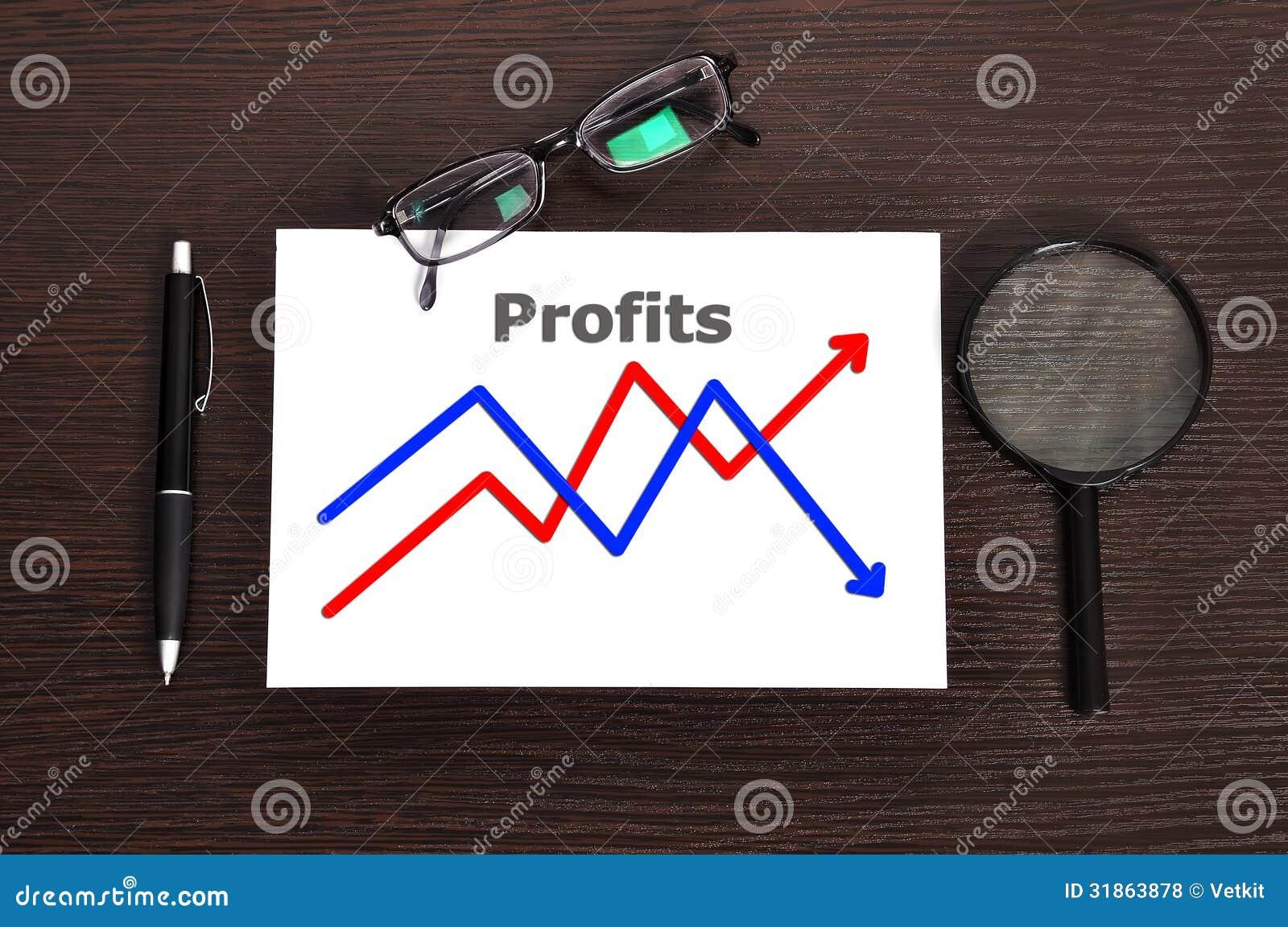 Chart profits on paper stock photo. Image of marketing - 31863878