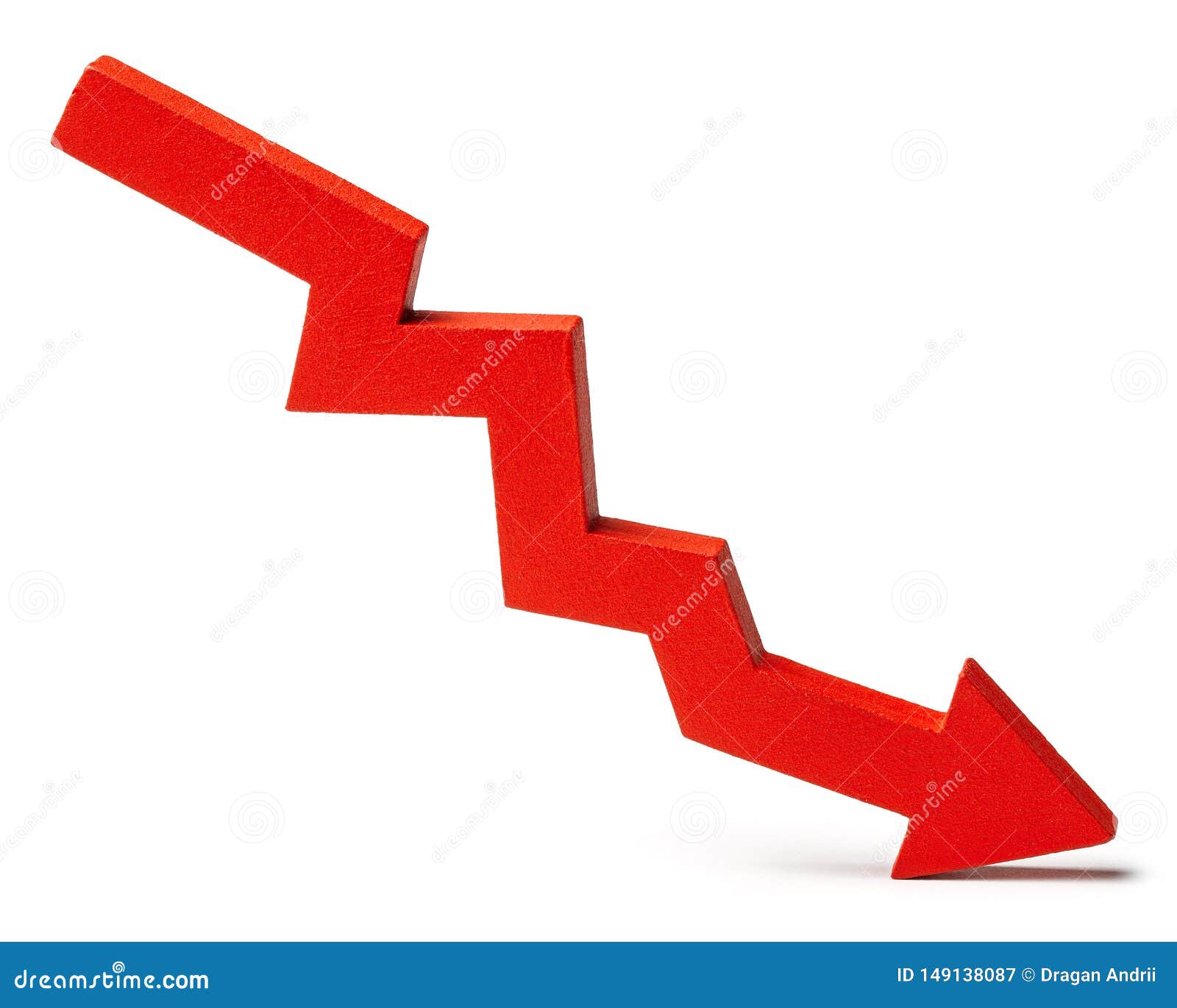 Chart with Red Down Arrow Isolated on White Background. Falling Growth ...
