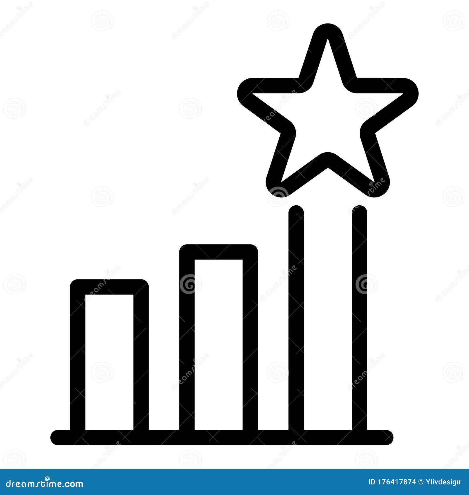 Chart and Star Icon, Outline Style Stock Vector - Illustration of flow ...