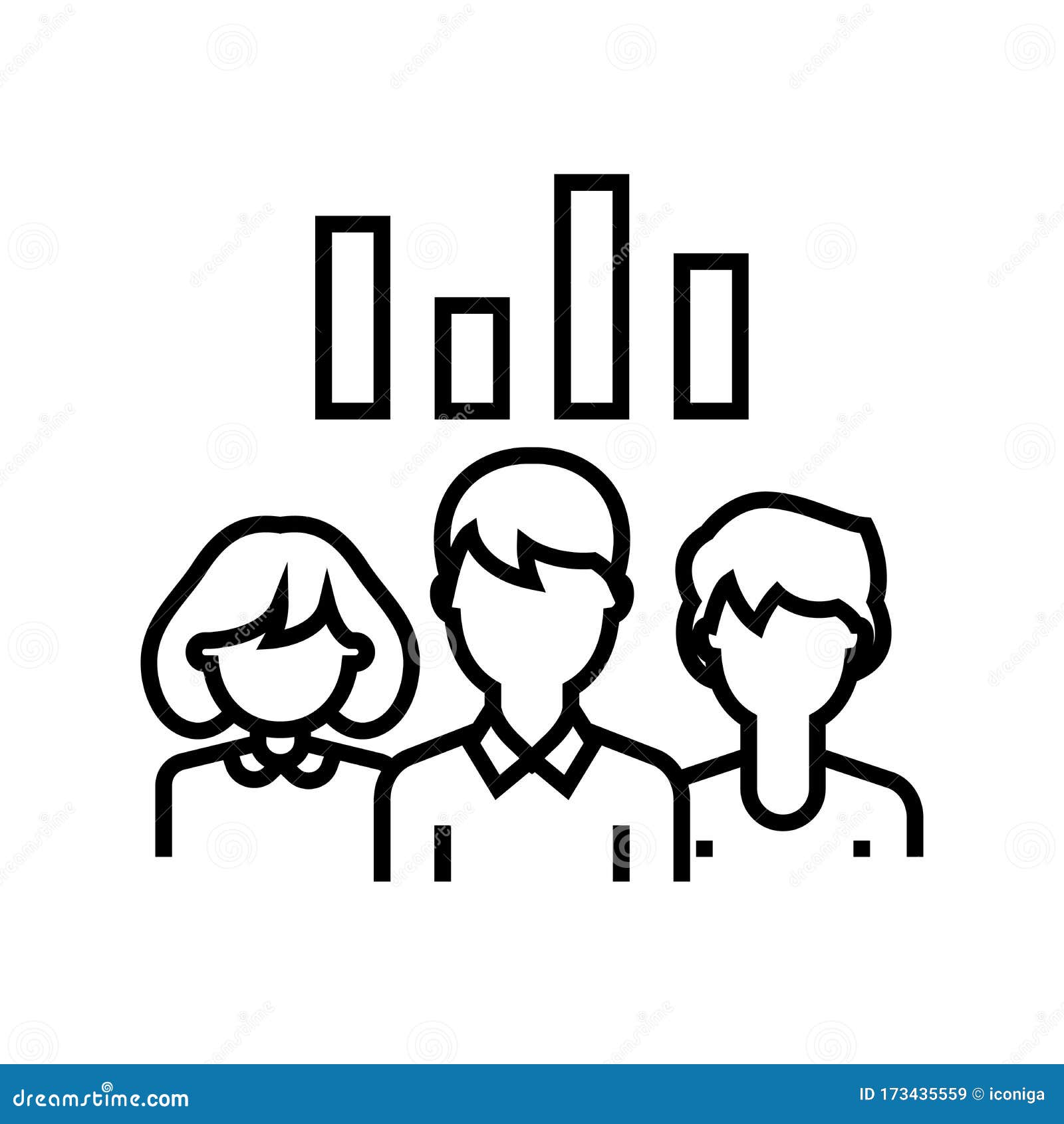 Chart Team Line Icon, Concept Sign, Outline Vector Illustration, Linear ...
