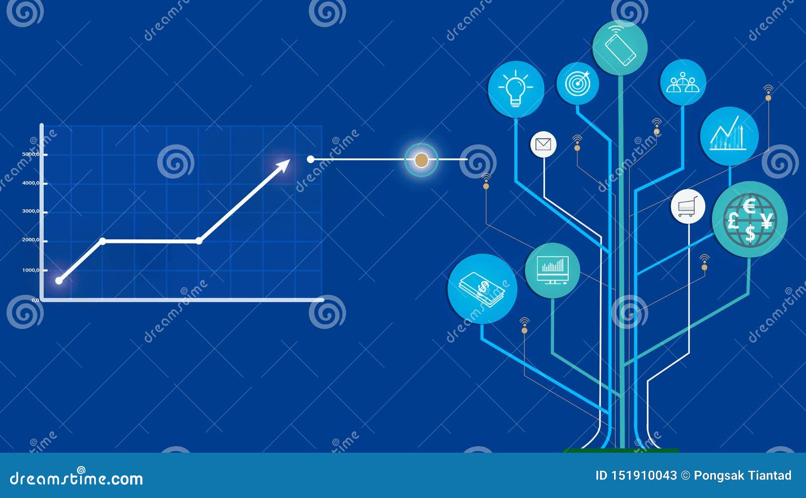 Chart and Tree Infographic Showing Growth of Business and Trade. the ...