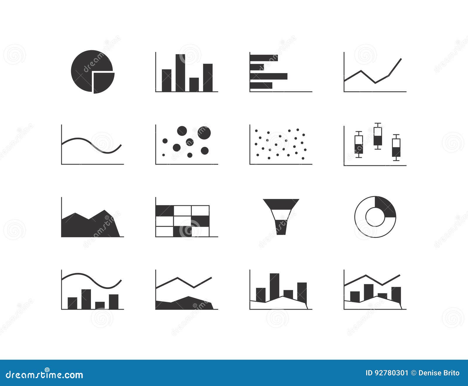 Chart types stock vector. Illustration of statistic, flat - 92780301