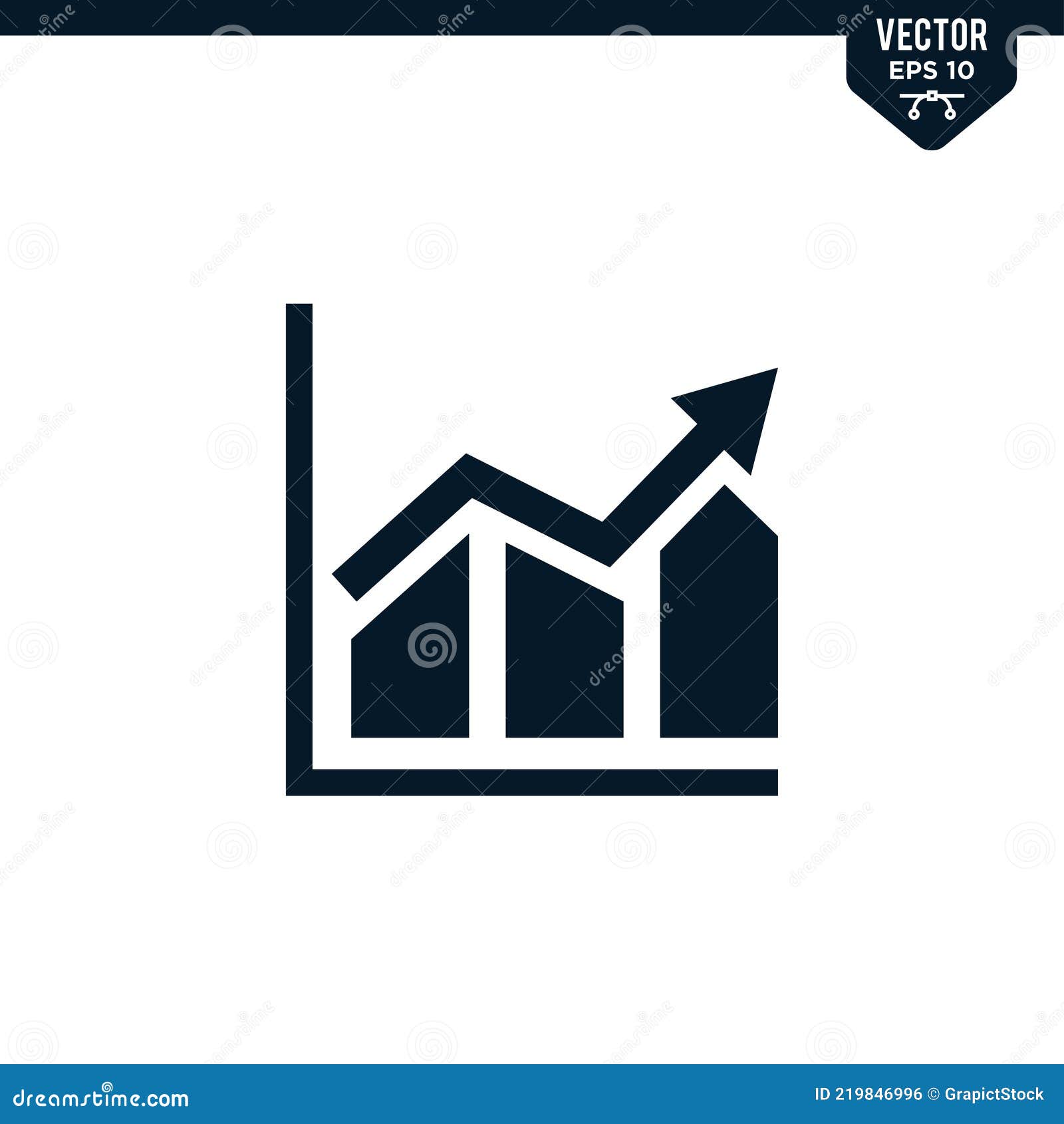 Chart with Up Arrow Icon Collection in Glyph Style Stock Vector ...