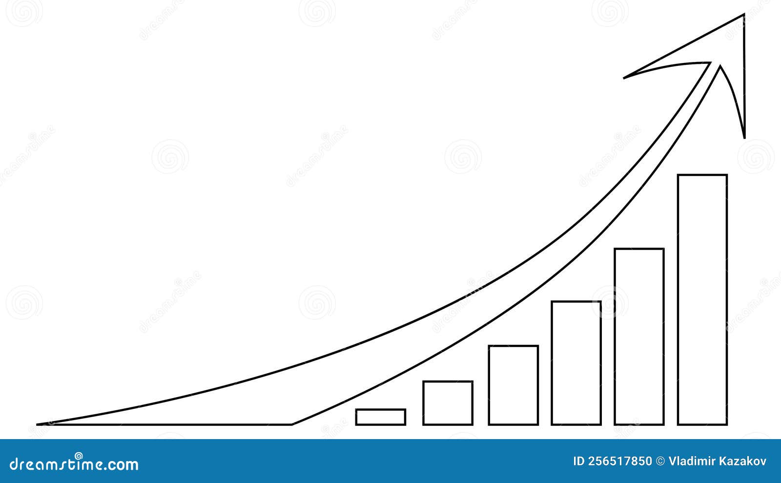 Chart and Upward Arrow Front View Outline Isolated on White Background ...