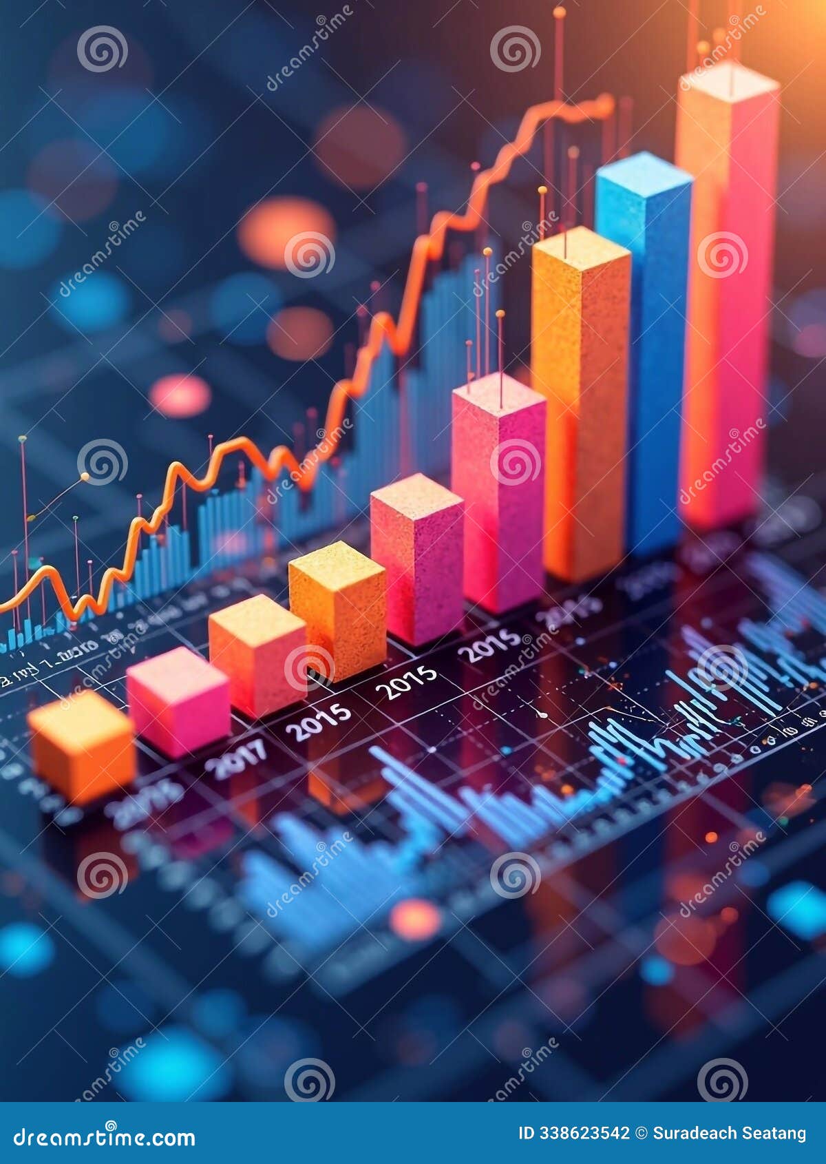 Chart with Years Data Statistics and Growth by Year Stock Illustration ...