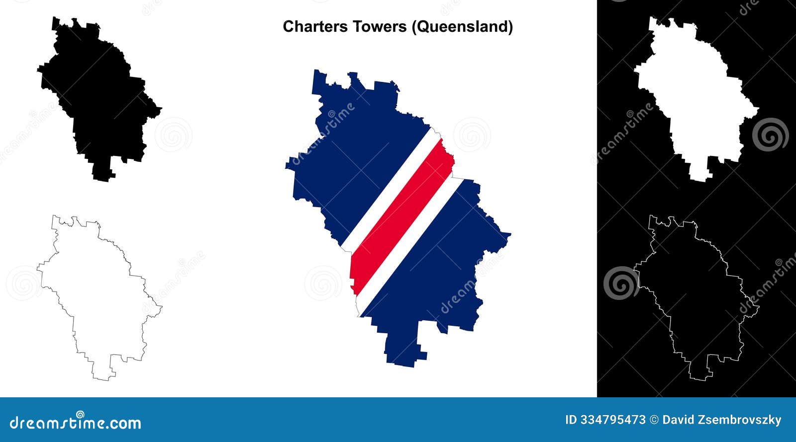 Charters Towers Outline Map Stock Vector - Illustration of detailed ...