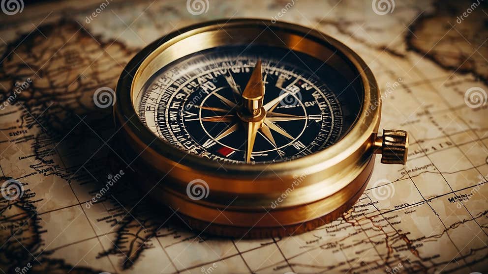 Charting History: Navigating the World with Compass and Map Stock ...