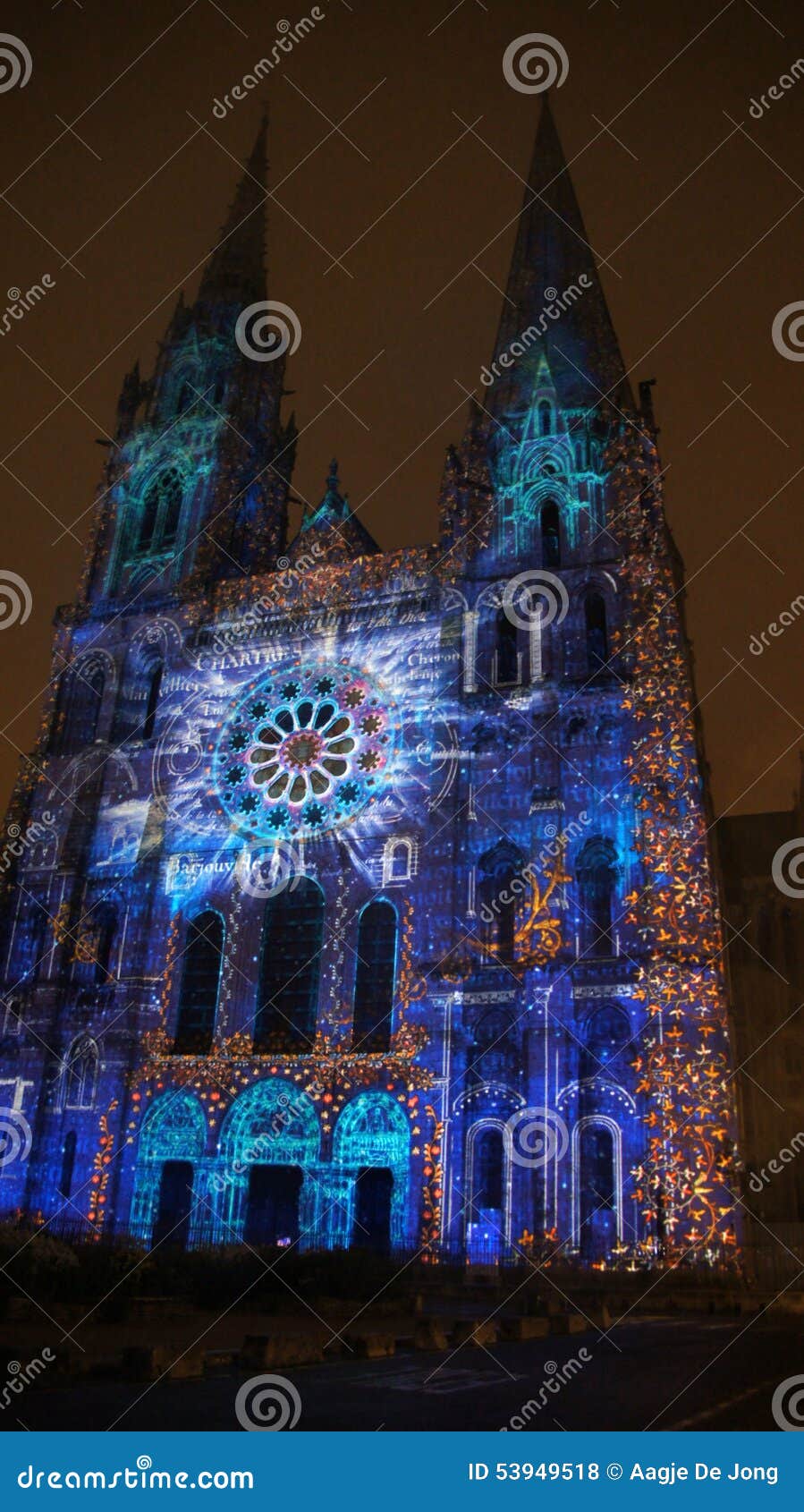 Chartres Cathedral Light Show Stock Photo - Image of illumination, city ...