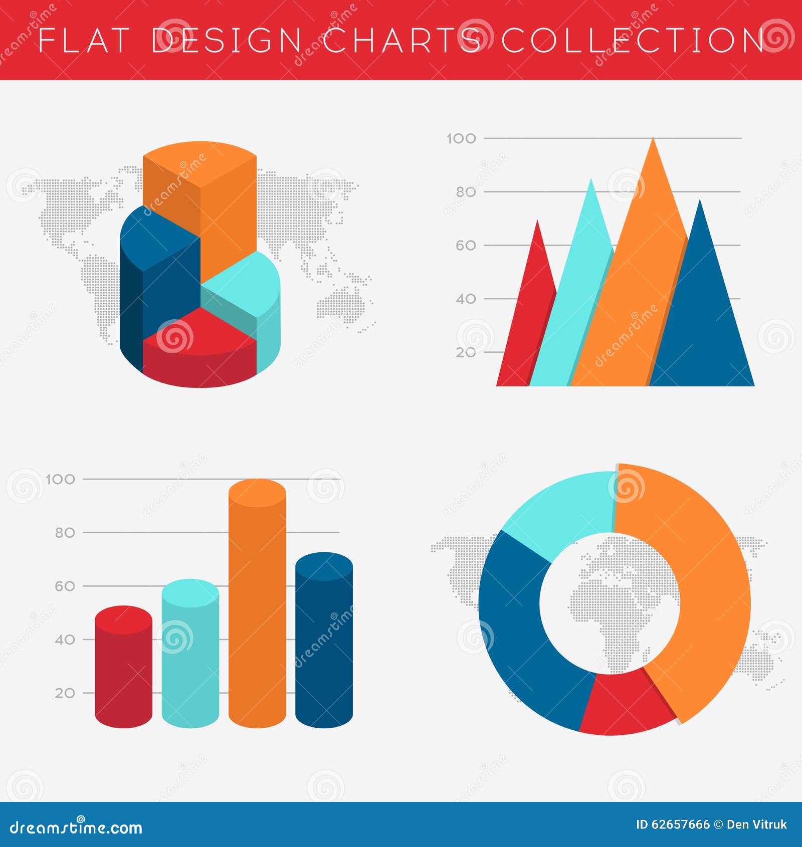 Charts, Graphs Vector Flat Design Elements Stock Vector - Illustration ...