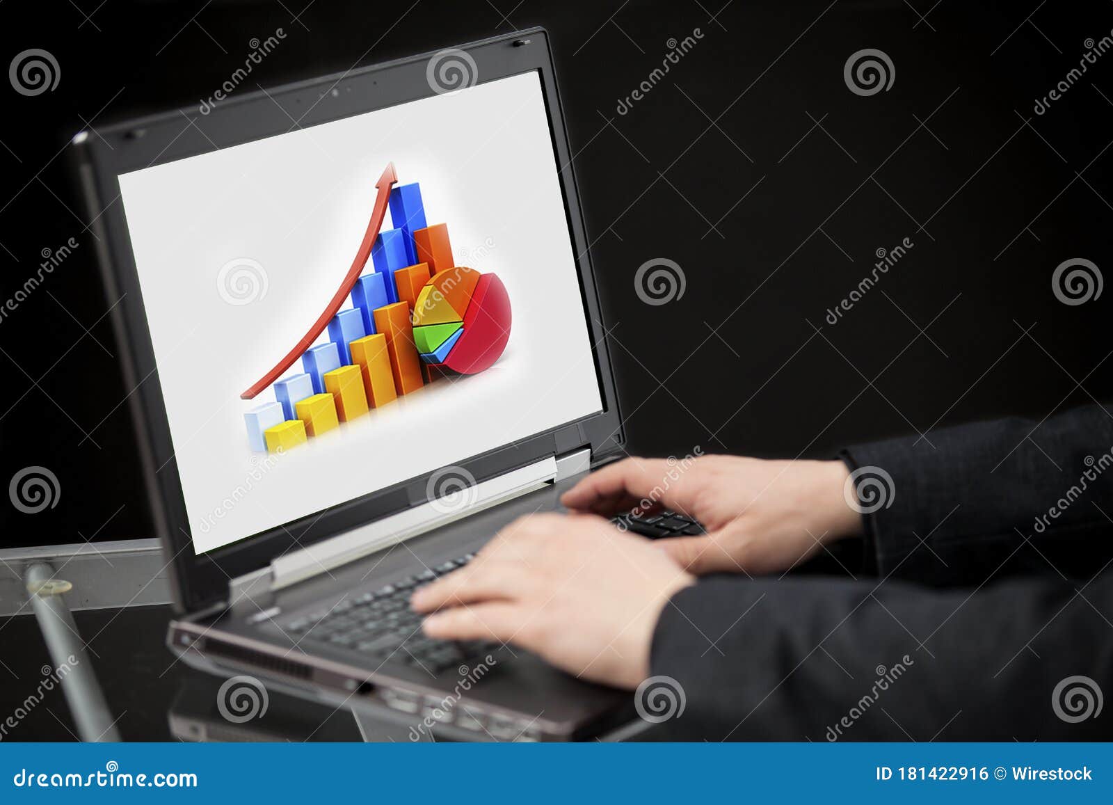 Charts on the computer stock photo. Image of computer - 181422916