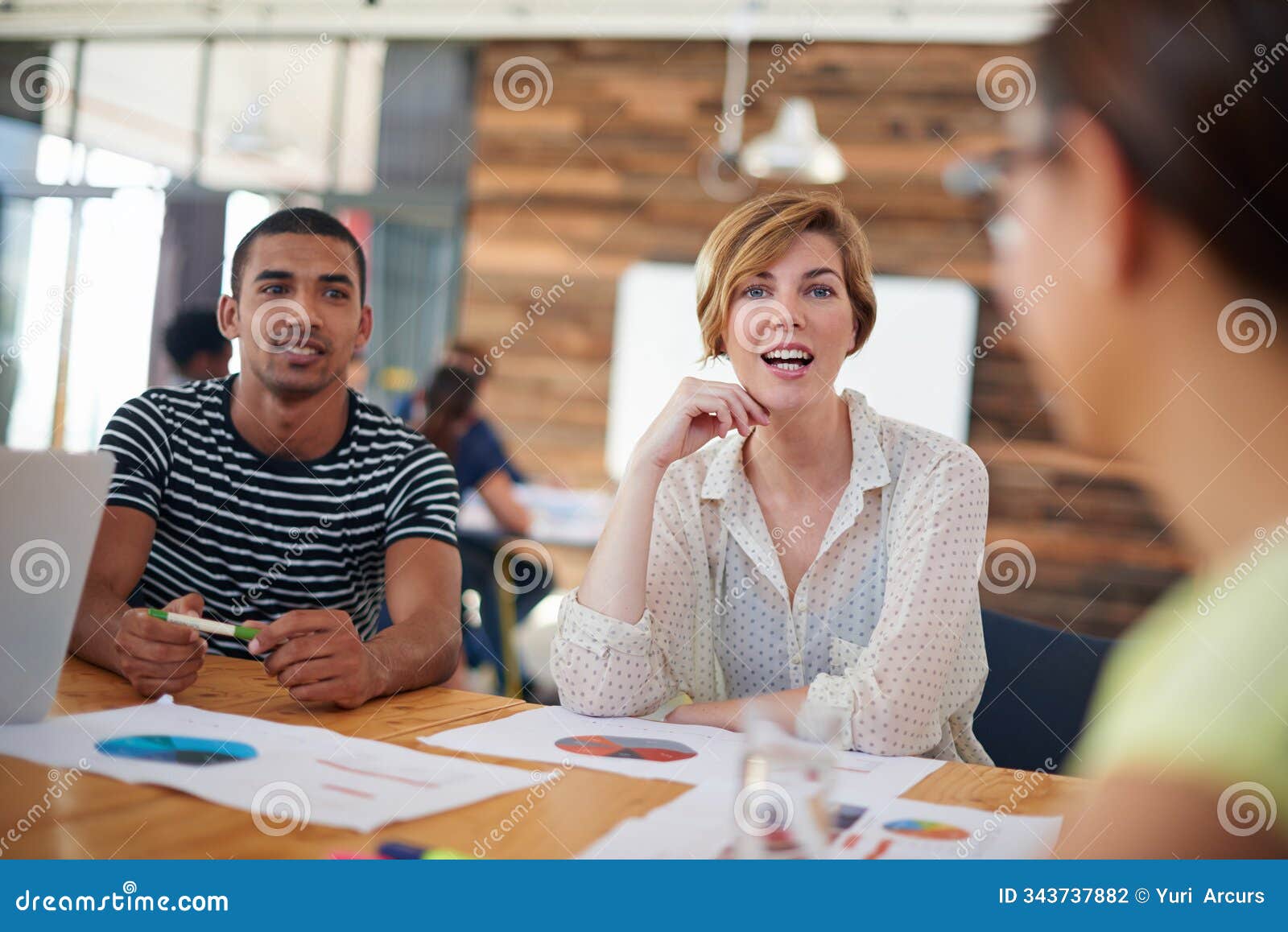 Charts, Designers or People in Meeting for Talking, Development or ...