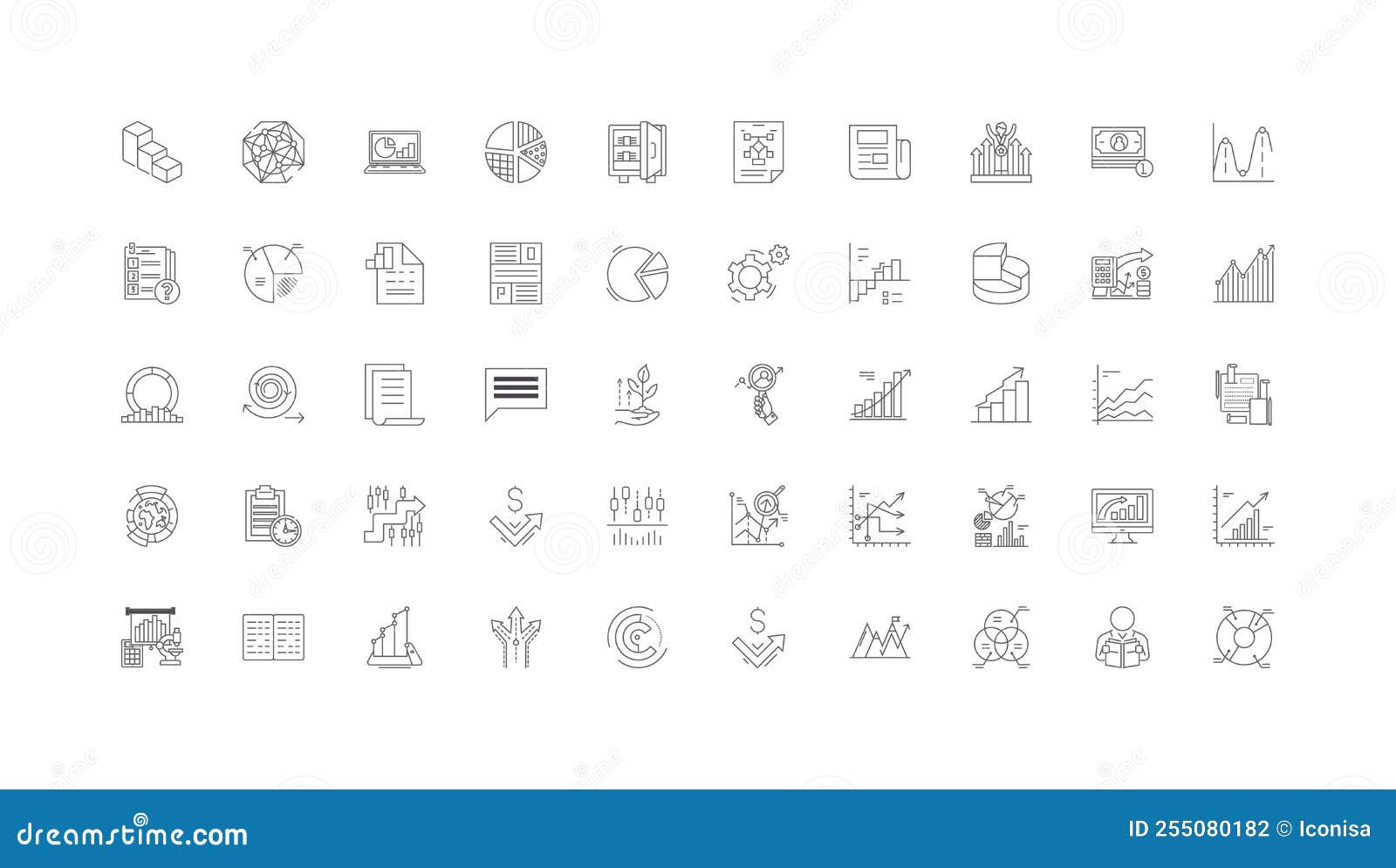 Charts and Diagrams Ideas, Linear Icons, Line Signs Set, Vector ...