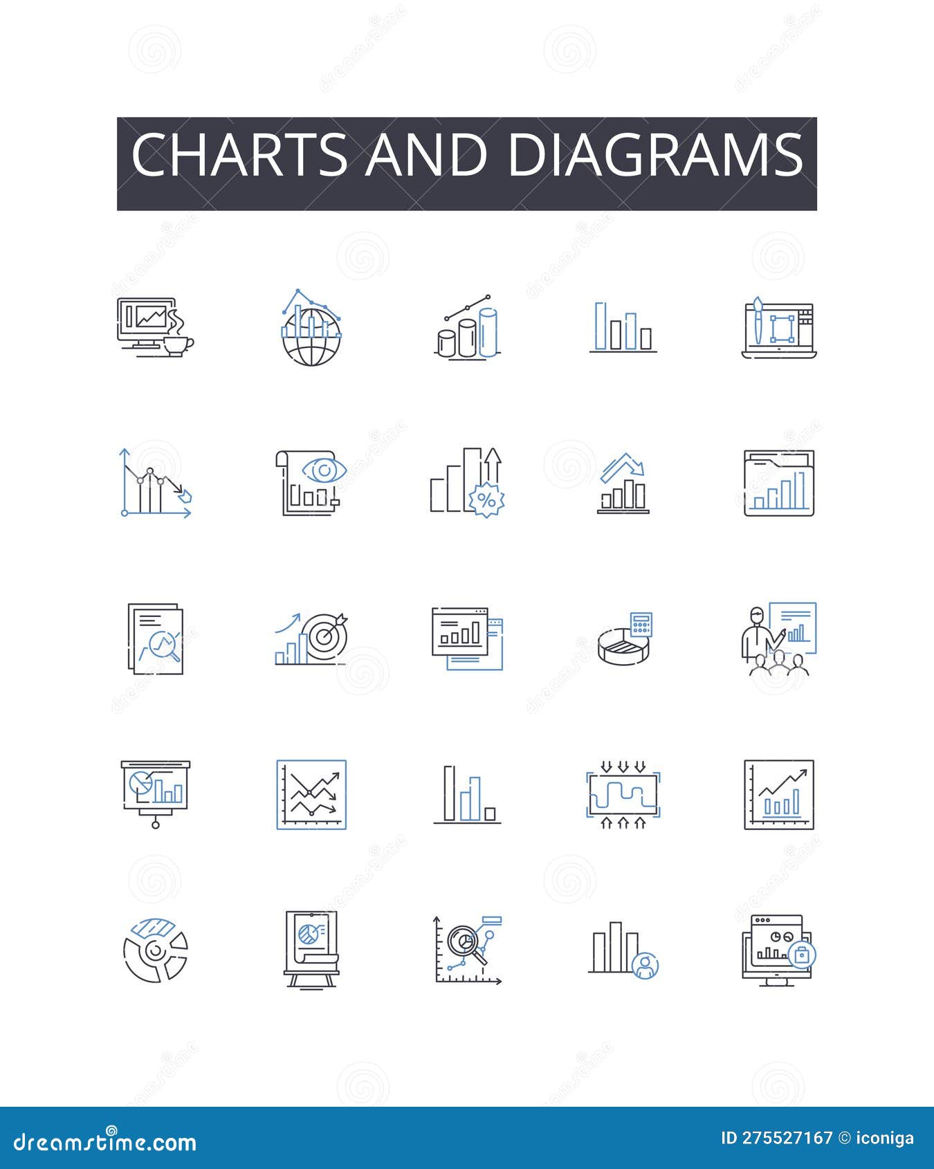 Charts and Diagrams Line Icons Collection. Segmentation, Consumer ...