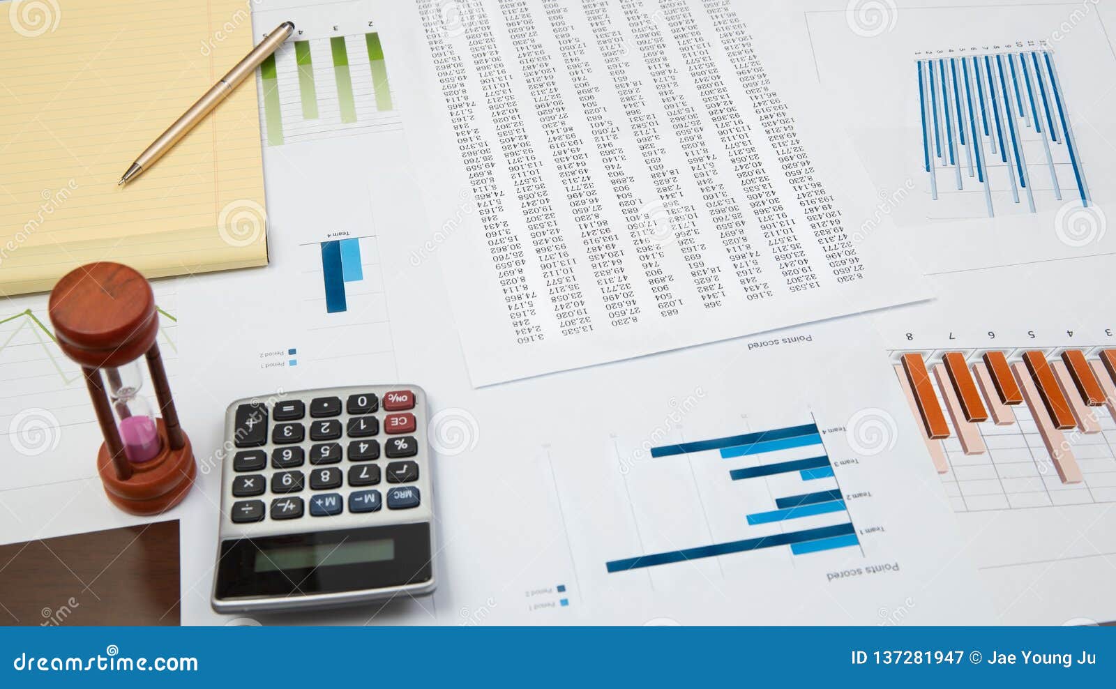 Charts, and Graphs on the Desk. Business Desk Concept Stock Image ...