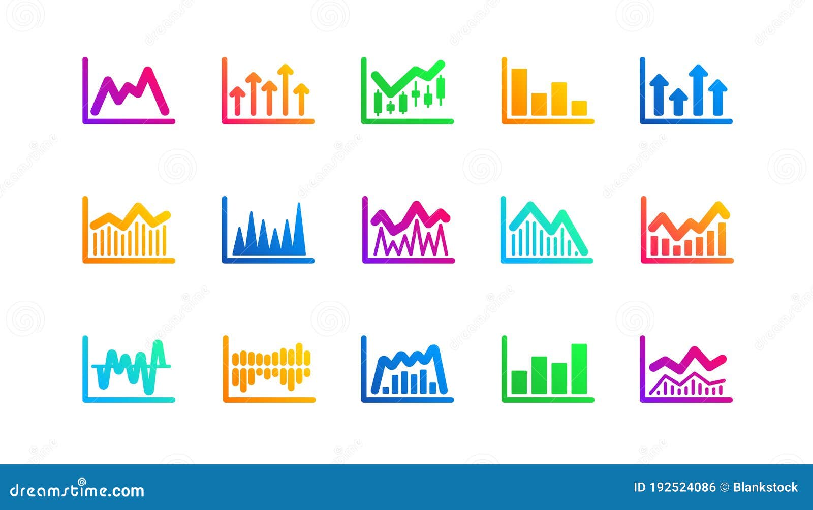 Charts And Graphs Icons. Candlestick Graph, Infochart And Report ...