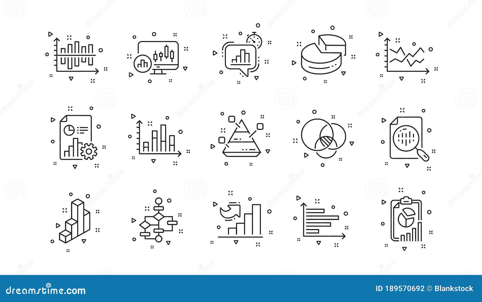 Charts and Graphs Line Icons. Infochart, Block Diagram and Algorithm ...