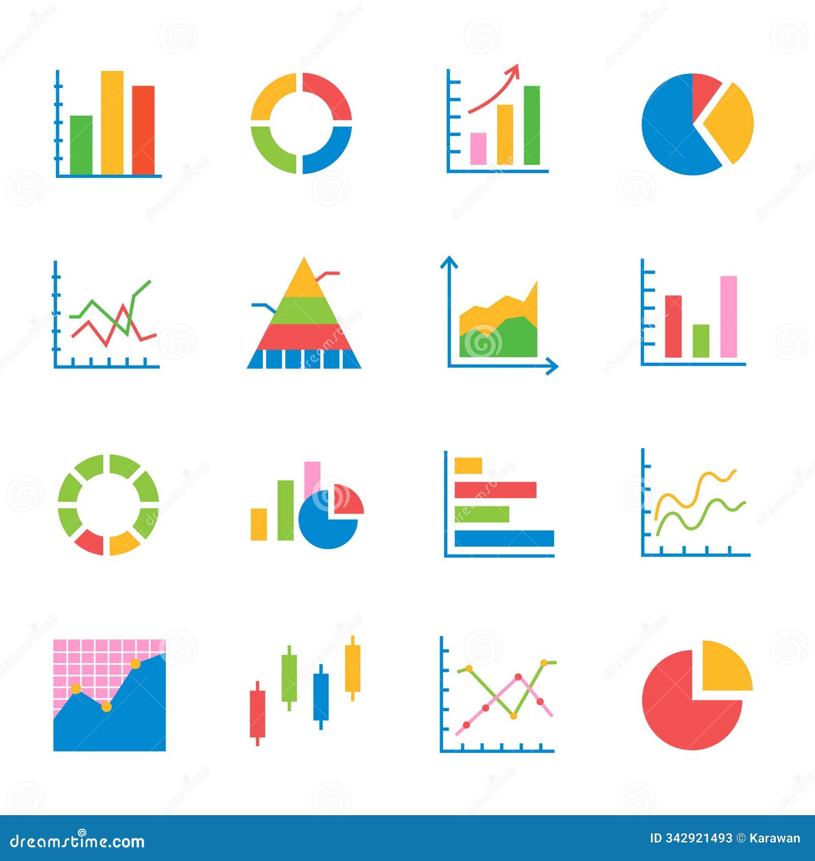 Charts and Graphs Set of Vector Colorful Icons Business Stock ...