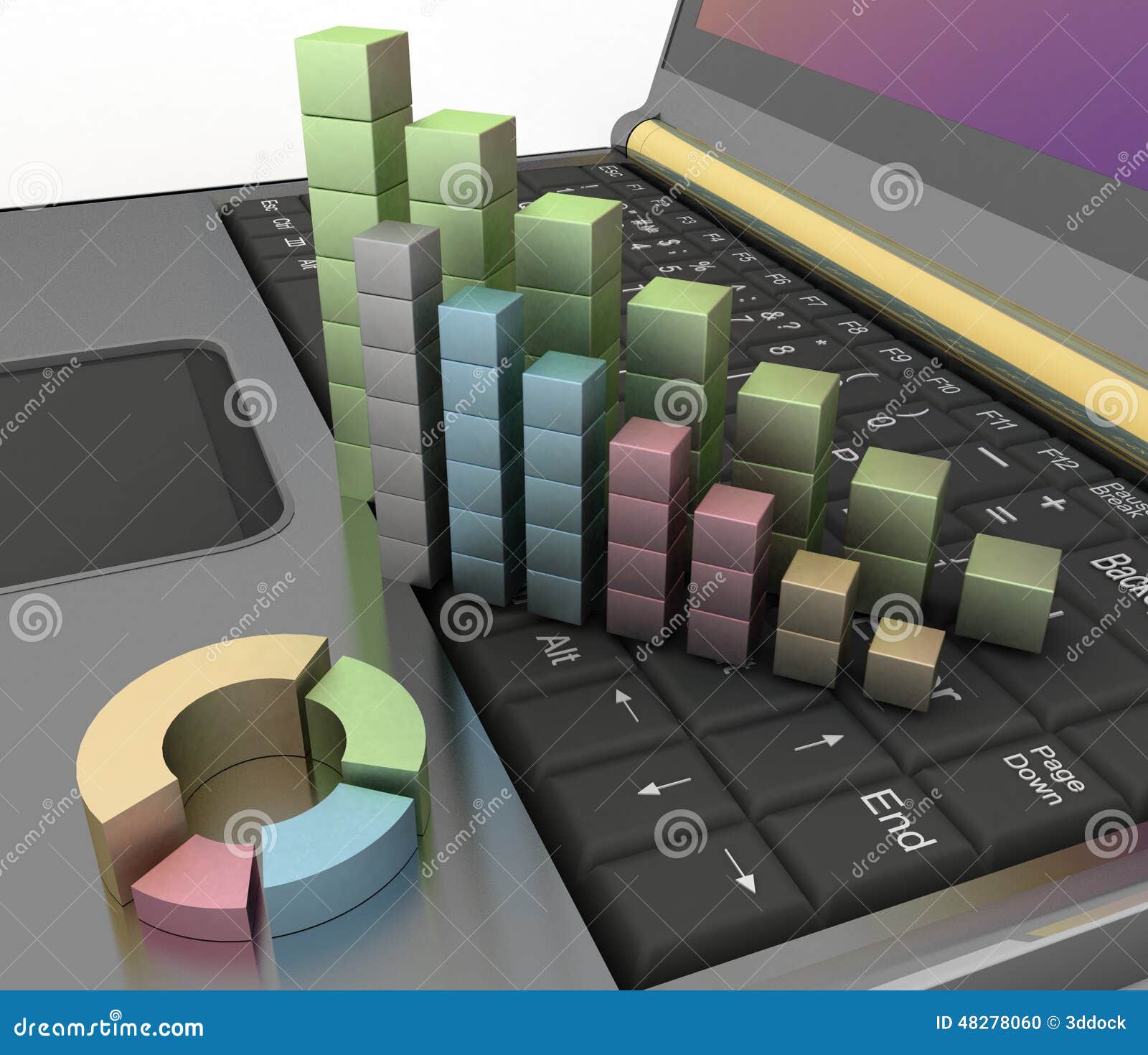 Charts of Growth on the Keyboard of Computer Stock Illustration ...