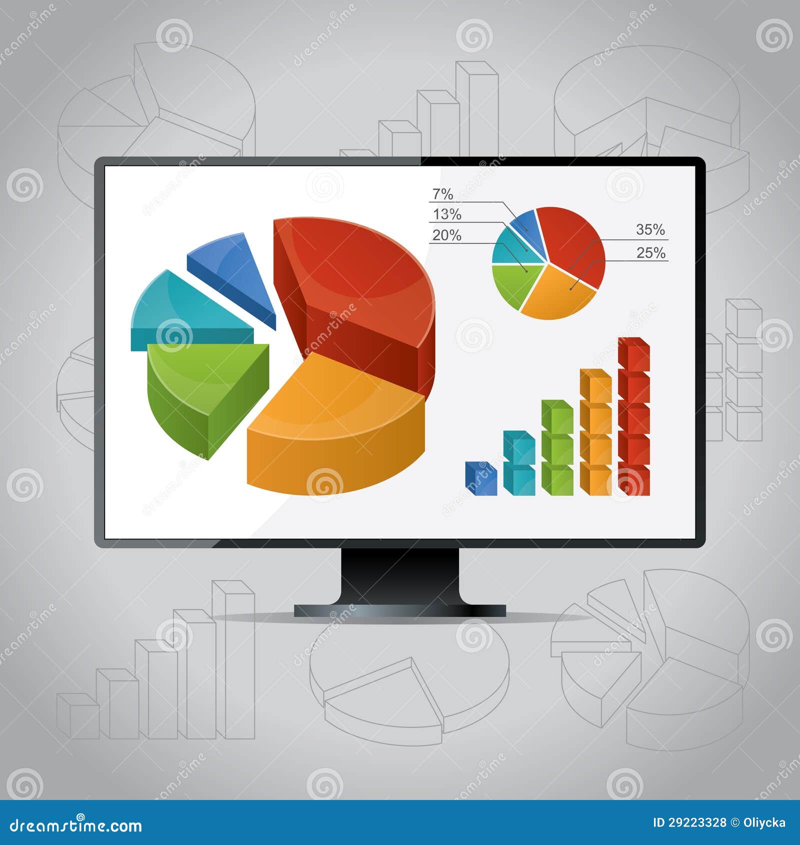 Charts on Monitor stock vector. Illustration of plan - 29223328