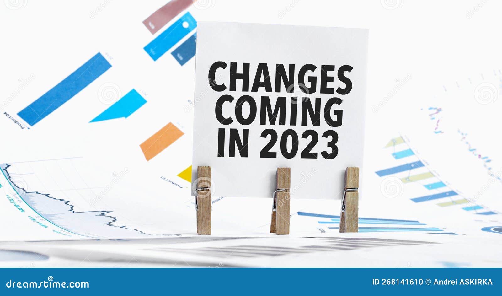 Charts and White Sticker with Text Changes Coming in 2023 Stock Photo ...