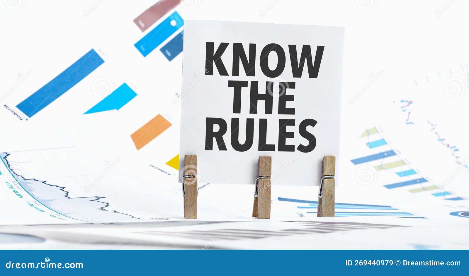 Charts and White Sticker with Text Know the Rules Stock Image - Image ...