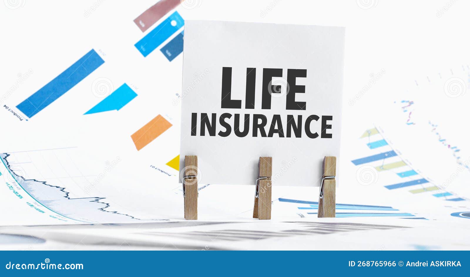 Charts and White Sticker with Text Life Insurance Stock Photo - Image ...