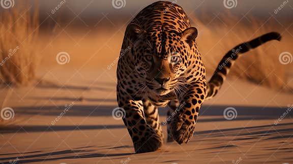 The Chase in the Wild. Leopard is Hunting Stock Illustration ...