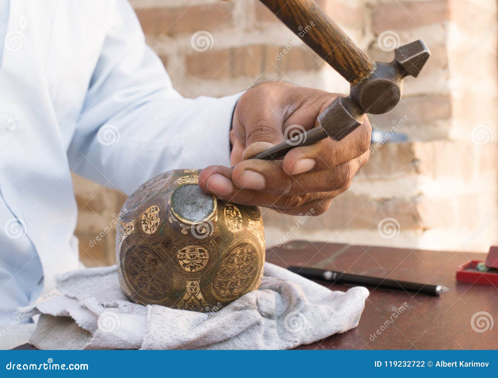 Chaser of copper at work stock photo. Image of making - 119232722