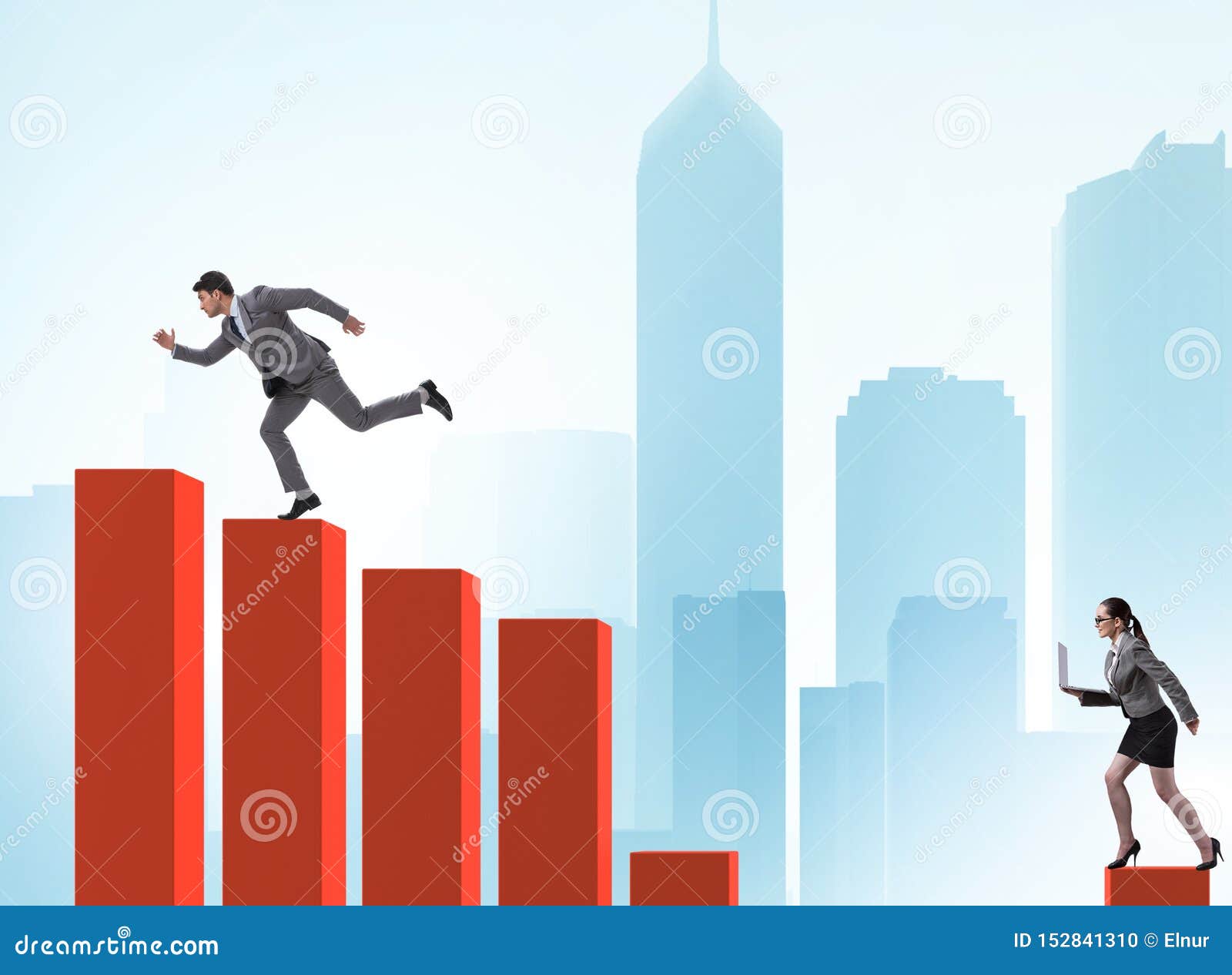 Chasing Business People In Competition Concept Stock Photo - Image of ...