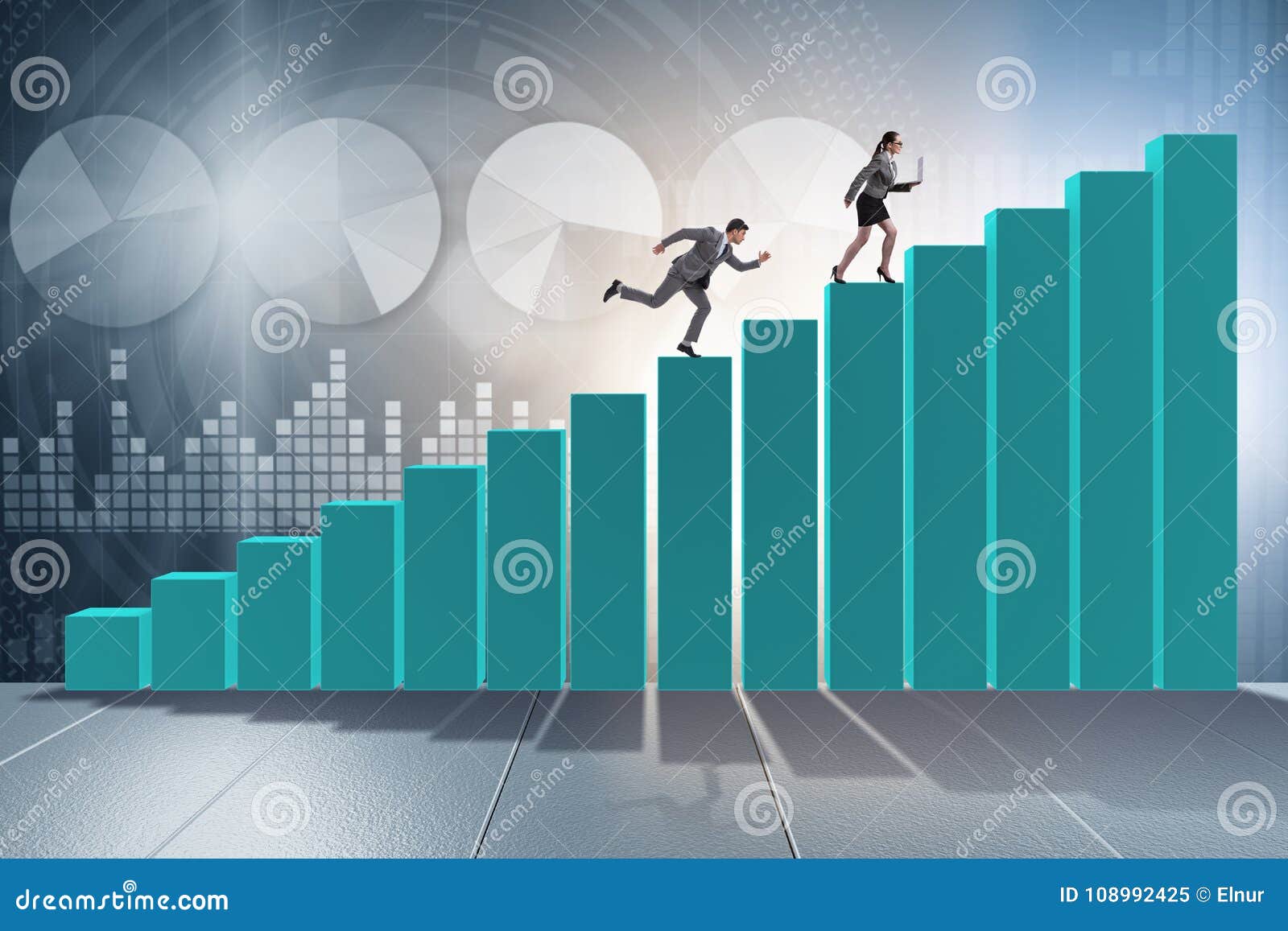 The Chasing Business People in Competition Concept Stock Illustration ...