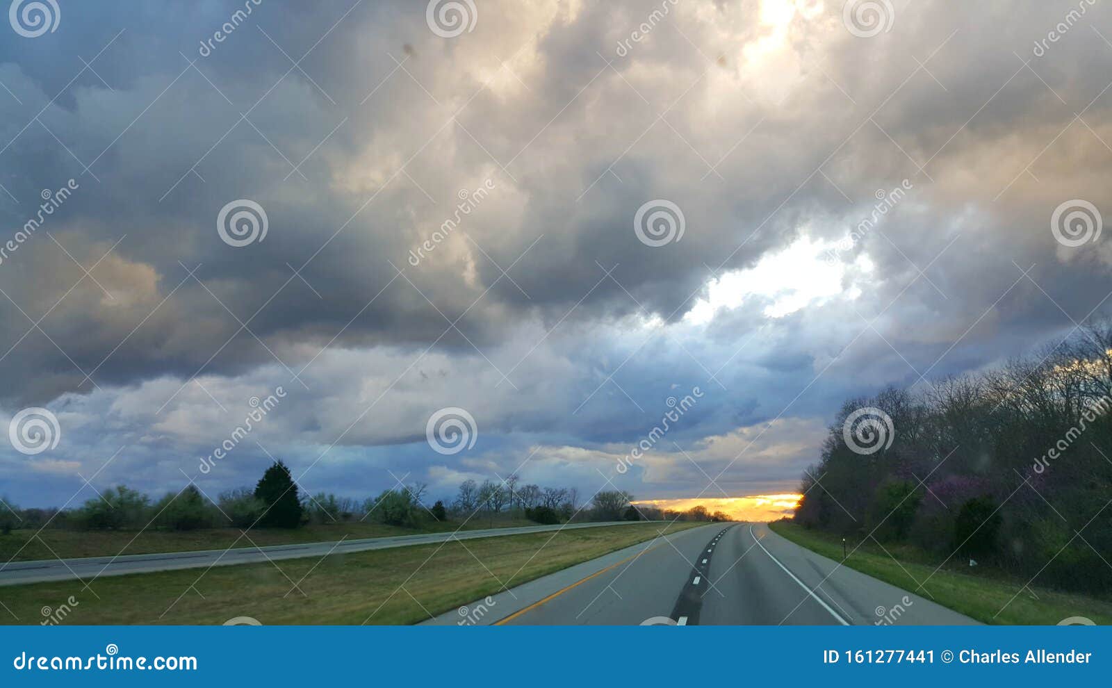 Chasing the Endless Highway through Rain Showers Stock Image - Image of ...