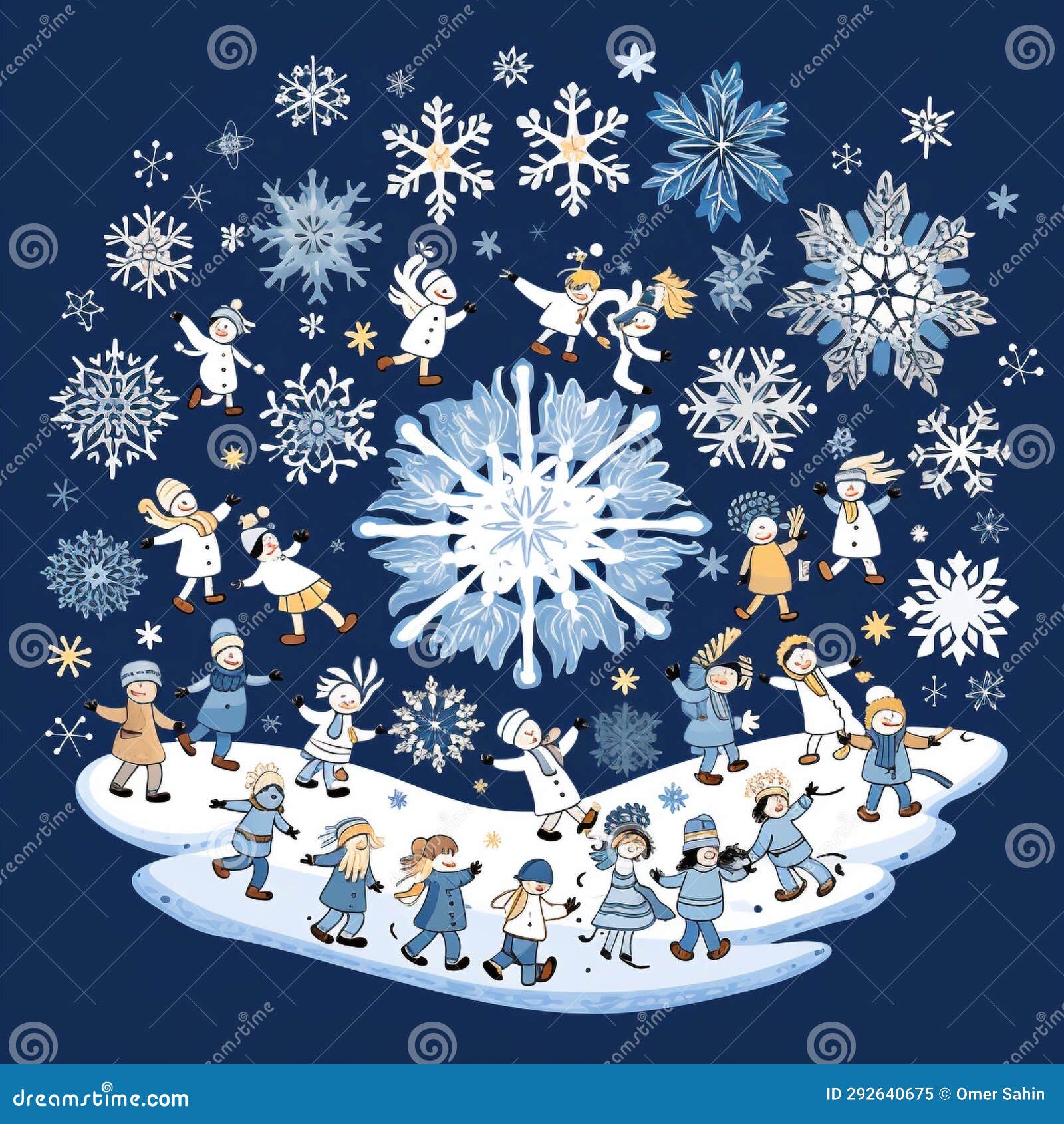 Chasing Flurries: a Whimsical Exploration of Snowflakes Stock Image ...