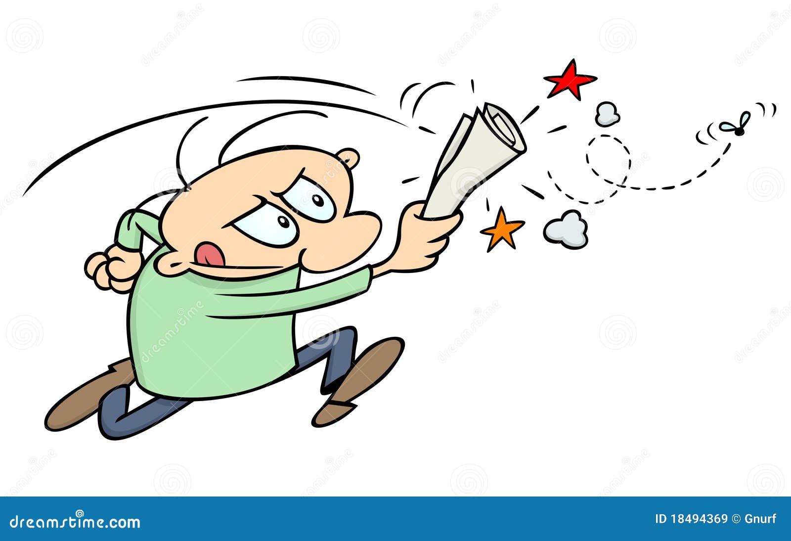 Chasing fly stock vector. Illustration of newspaper, rolled - 18494369