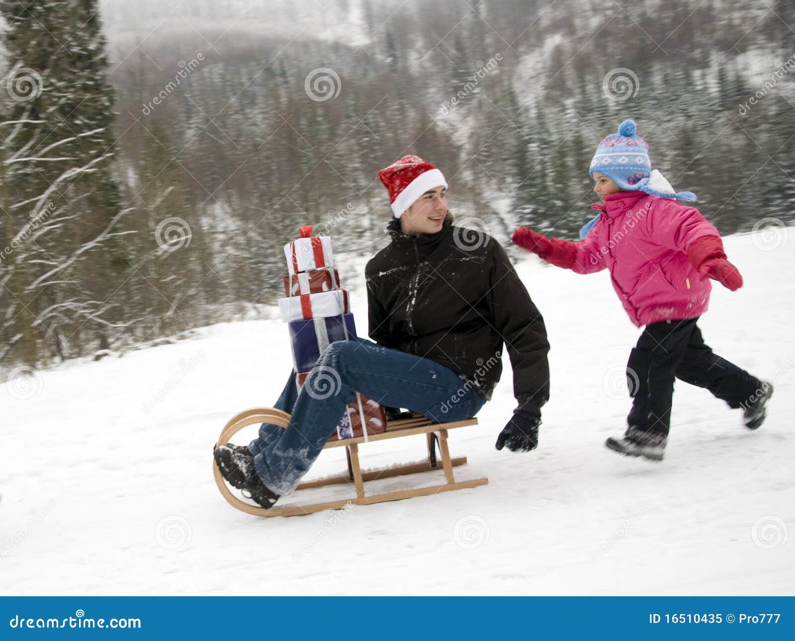 Chasing Santa Claus stock image. Image of childhood, leisure - 16510435