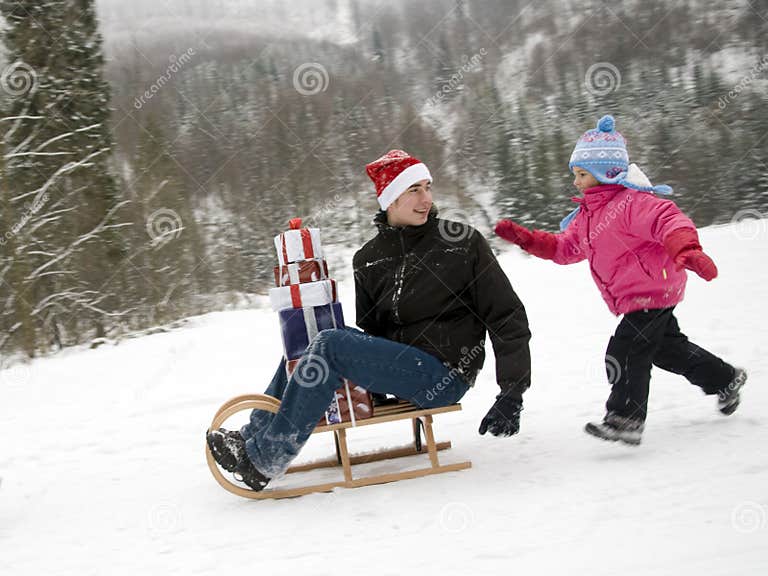 Chasing Santa Claus stock image. Image of childhood, leisure - 16510435