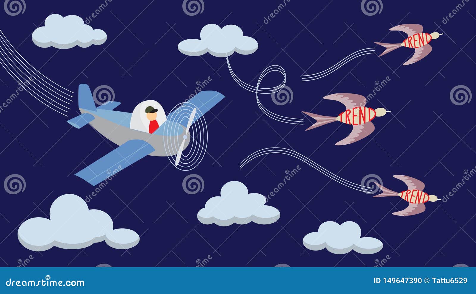 Chasing trends - Vector stock vector. Illustration of clouds - 149647390