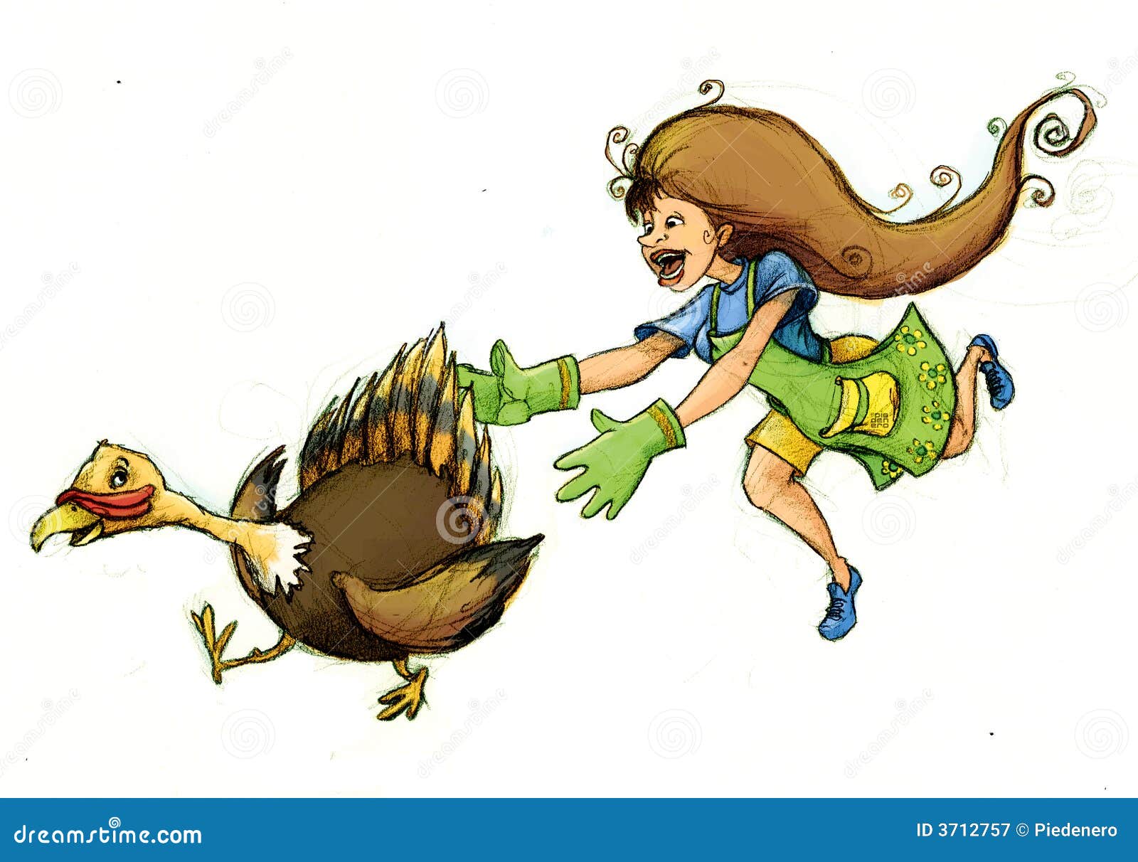 Chasing the Turkey stock illustration. Illustration of cook - 3712757
