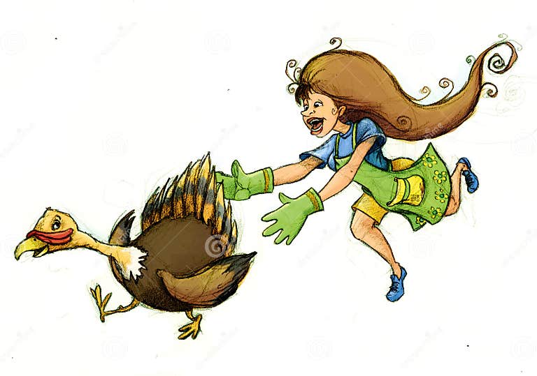 Chasing the Turkey stock illustration. Illustration of cook - 3712757