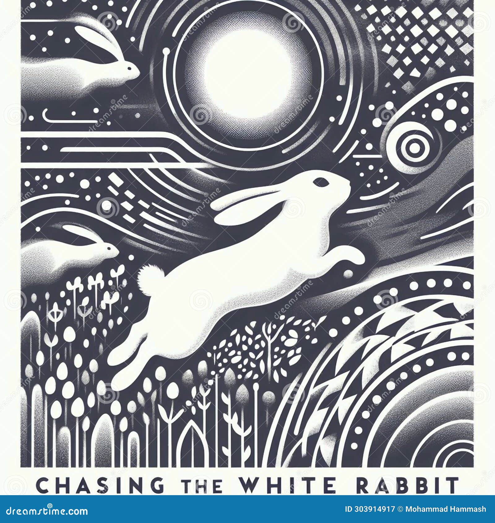 The Fox Is Chasing A Rabbit In An African Savanna Vector Illustration ...