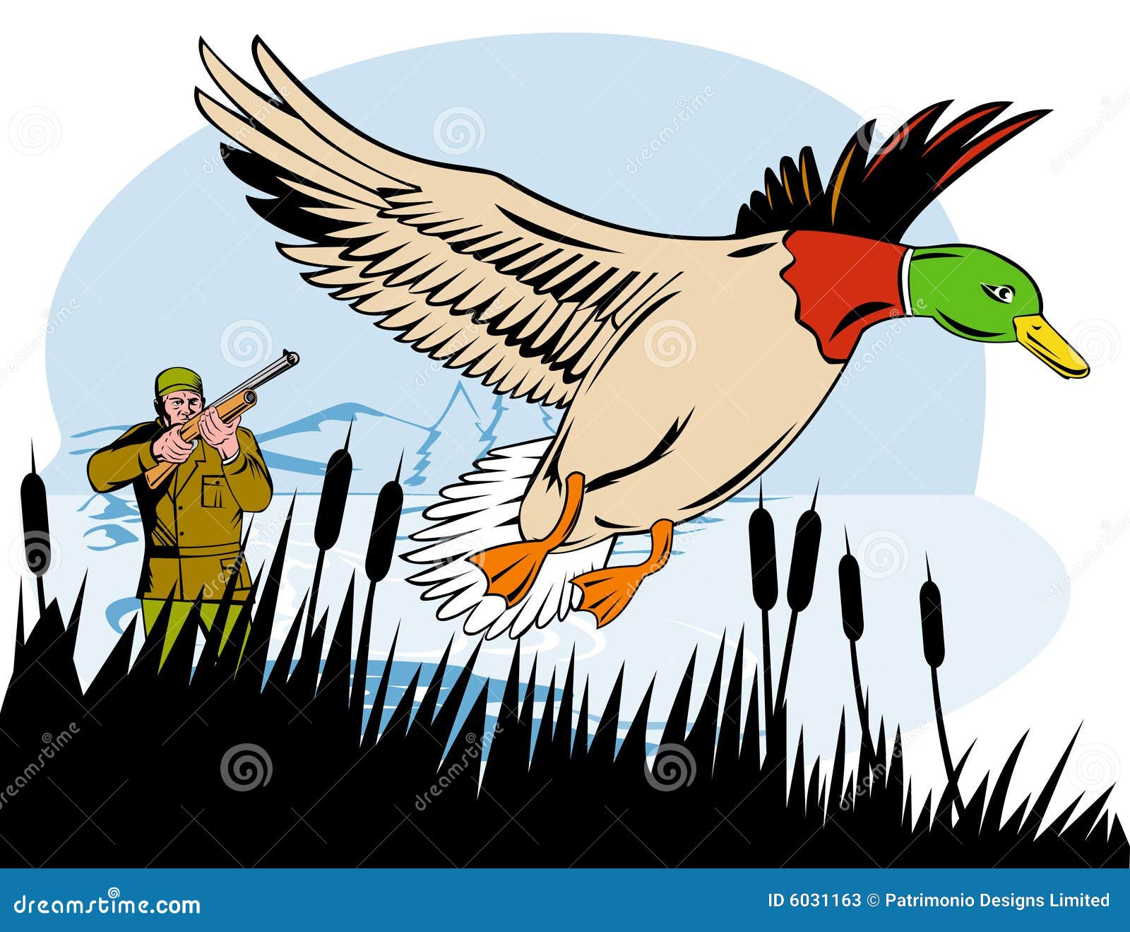 Chasseur visant le canard illustration de vecteur. Illustration du ...