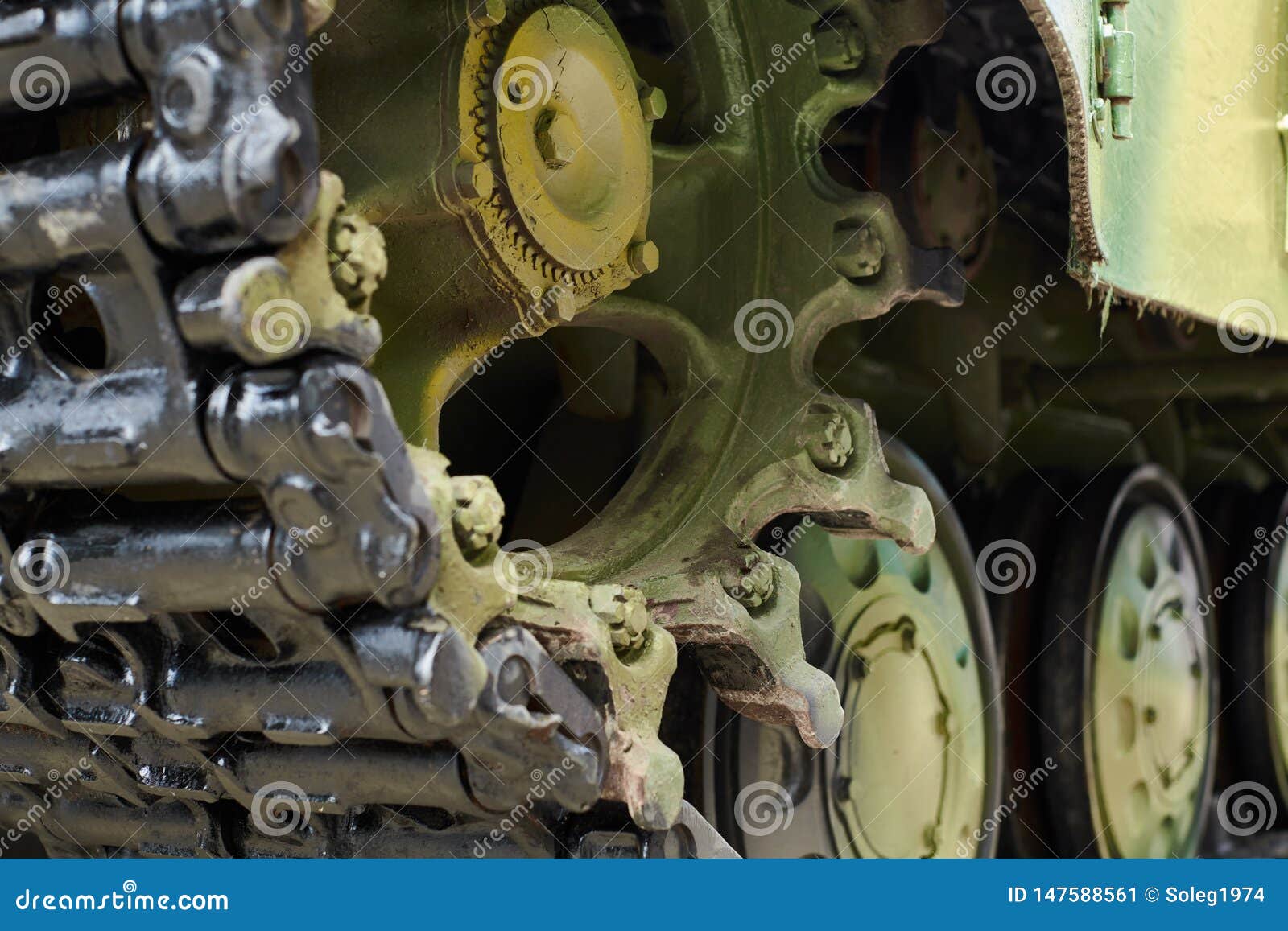 The Chassis of a Military Tank Close View Stock Image - Image of green ...