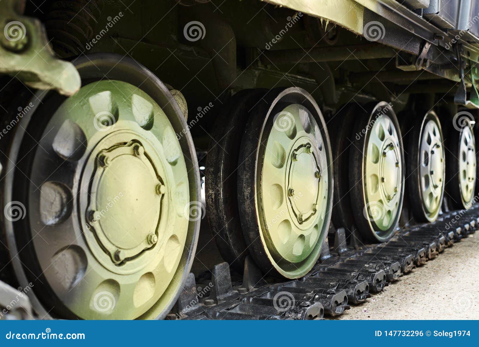 The Chassis of a Military Tank Close View Stock Photo - Image of wheel ...