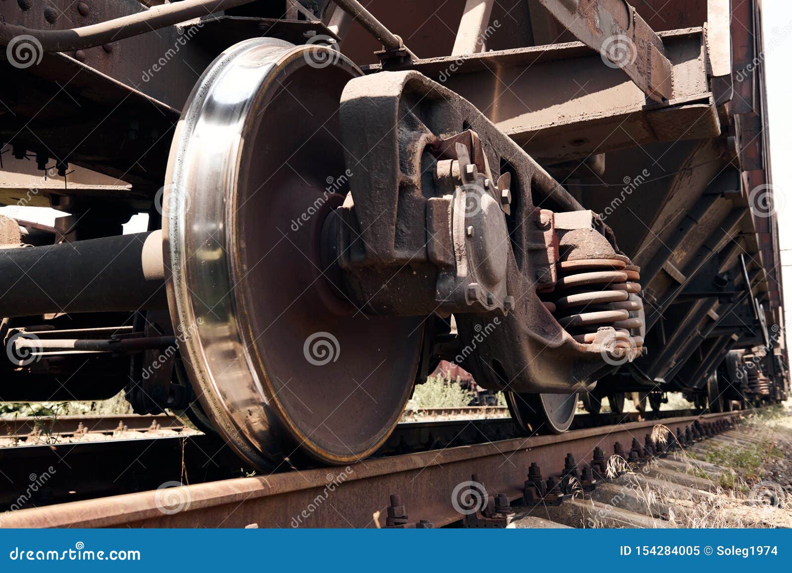 Chassis Wheels Of A Railway Car Rails The Concept Of Transportation And Shipping Stock Image