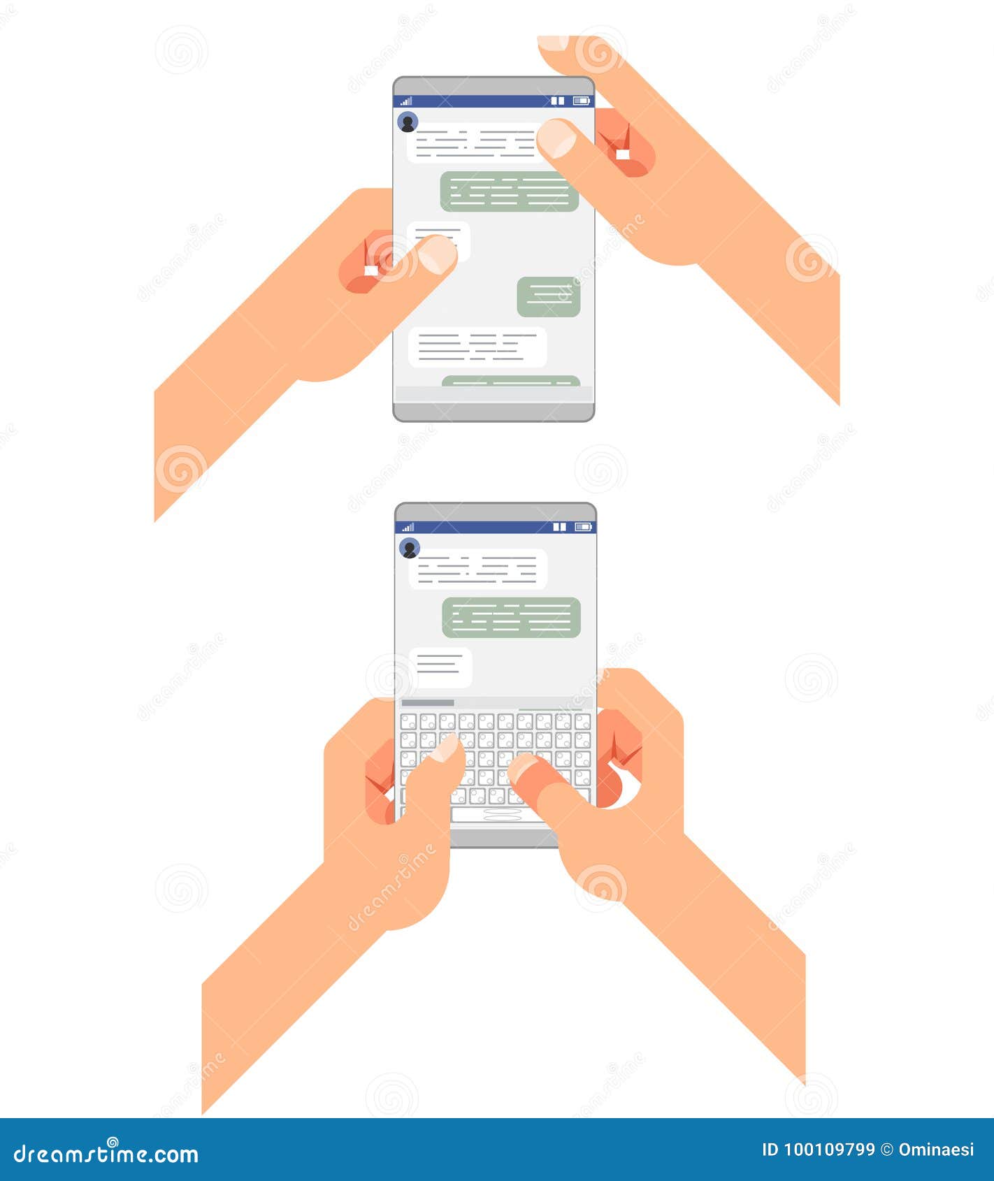 Chat Accept Reading Type Send Message Social Messenger Window Chatting ...