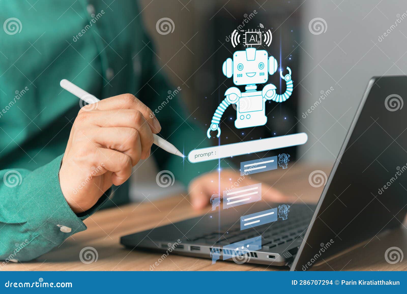 Chat with Ai. Adult Man Chatting with a Smart AI or Artificial ...