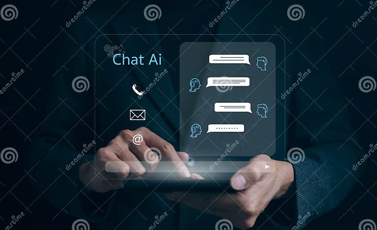 Chat with AI, Artificial Intelligence. Man Using Technology Smart Robot AI, Artificial ...